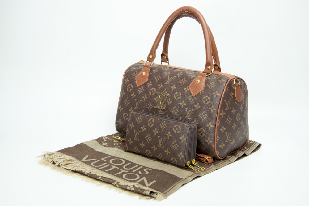 Set Geanta / Poseta + Portofel + Esarfa de dama Louis Vuitton LV -Cadou ...