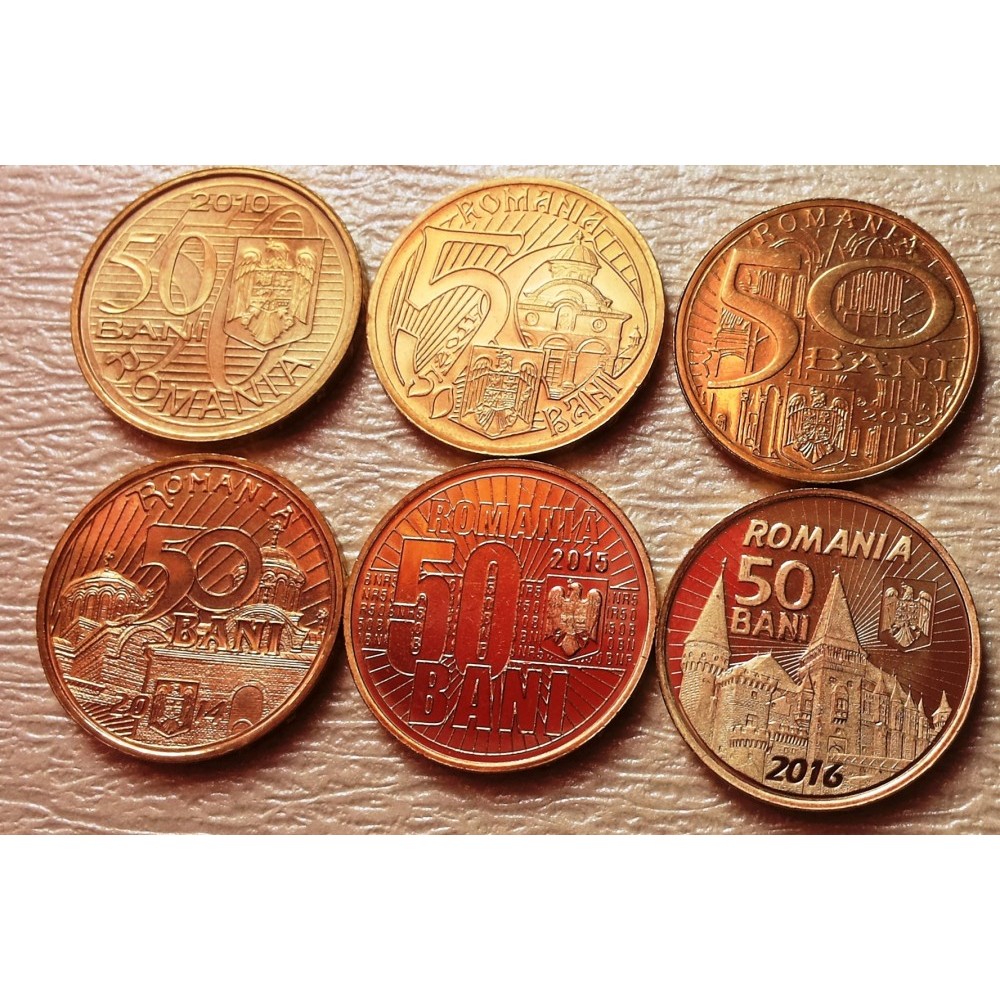 Set 6 monede comemorative de 50 bani - 2010,2011,2012,2014,2015,2016 ...