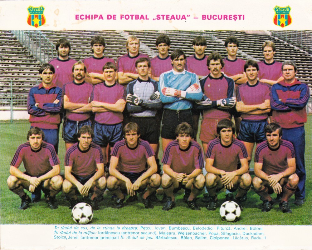 Foto echipa de fotbal STEAUA BUCURESTI (anii`80 - dimensiuni 20.5x16 cm ...