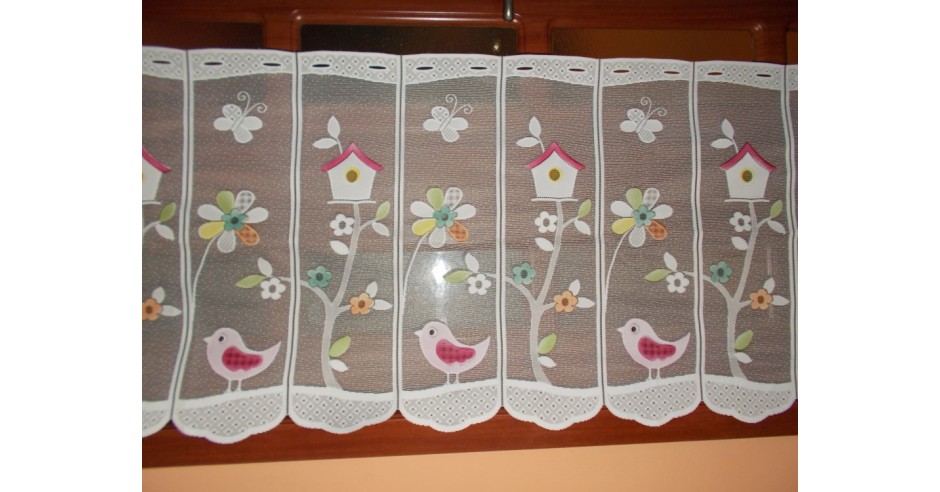 PERDEA PANOU ALBA CU MODEL COLORAT PASARELE CU COLIVIE 0,6/3 METRI ...