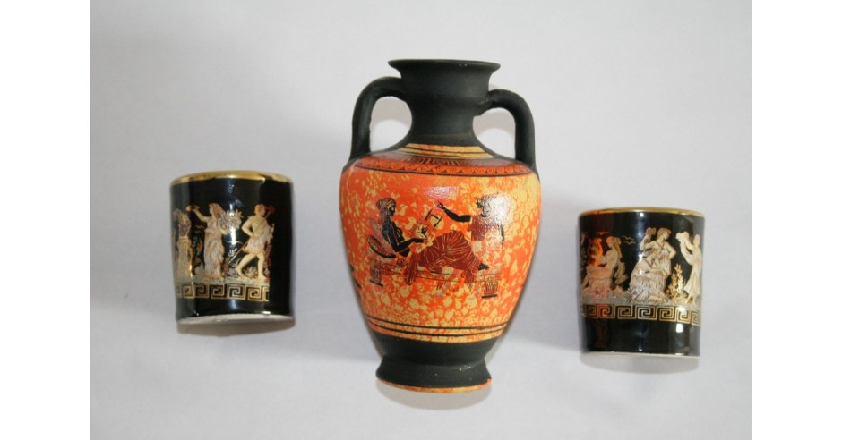 SET VASE DE LUT GRECESTI. CADOU O STICLA DE OUZO!!! | arhiva Okazii.ro