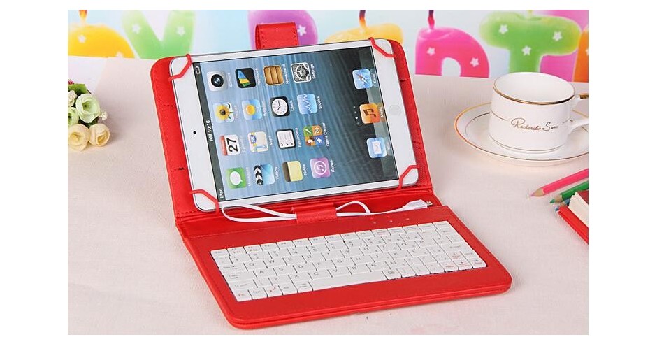 Husa Tableta 10 Inch Cu Tastatura Micro Usb Model X , Rosu , Tip Mapa ...