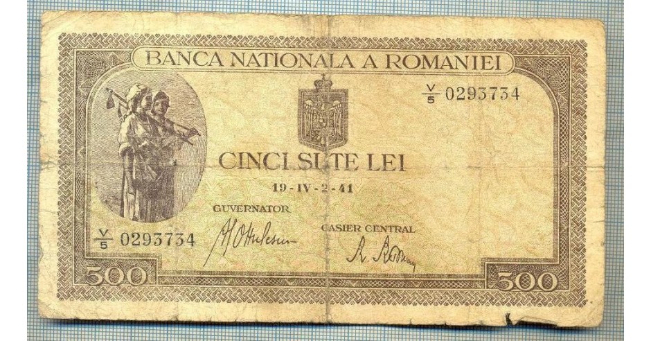 A1299 BANCNOTA-ROMANIA-500 LEI-19-IV-2-(19)41-SERIA0293734-starea care ...