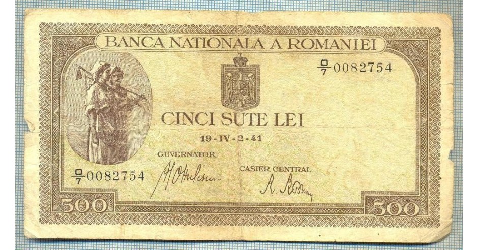 A1298 BANCNOTA-ROMANIA-500 LEI-19-IV-2-(19)41-SERIA0082754-starea care ...