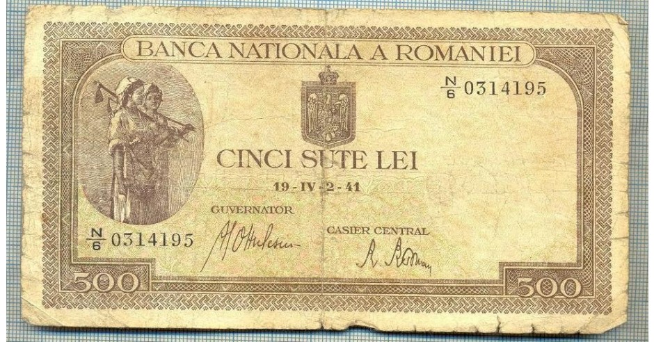 A1293 BANCNOTA-ROMANIA-500 LEI-19-IV-2-(19)41-SERIA0314195-starea care ...