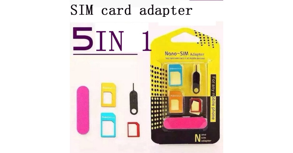 5 in 1 set adaptoare cartela sim / micro sim / nano sim / ac scoatere ...