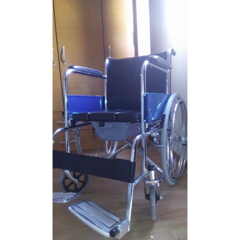 Scaun cu rotile - Fotoliu (carucior) rulant de otel cu vas WC (toaleta ...