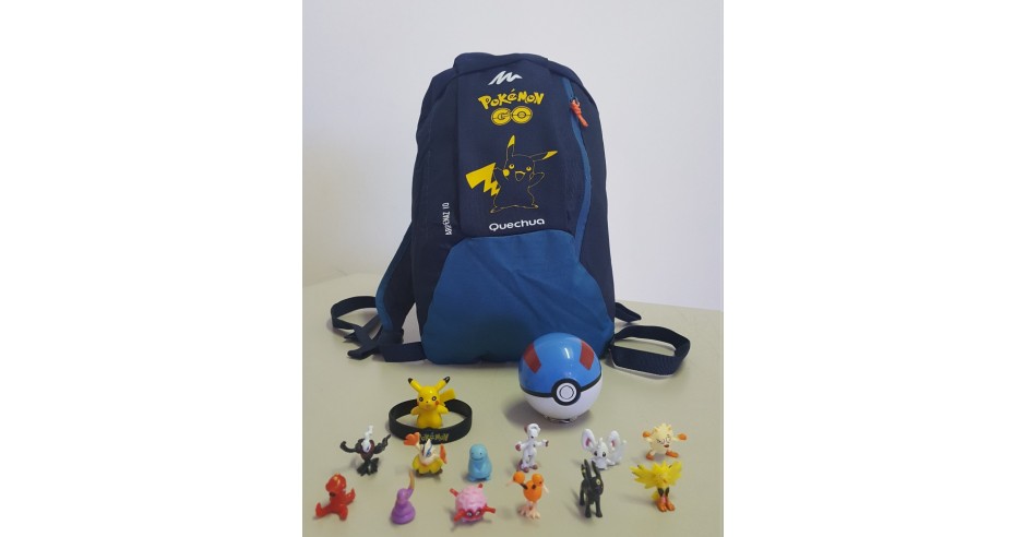 Ghiozdan POKEMON GO - KIT Rucsac Pikachu + POKEBALL + 12 x Pokemoni ...