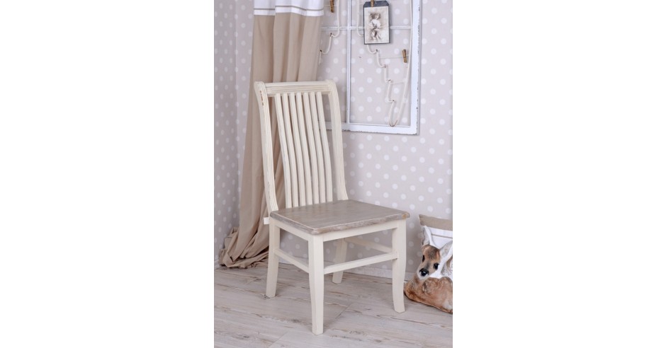 SCAUN RUSTIC ALB DIN LEMN MASIV CU SEZUTUL MARO HMB009 | arhiva Okazii.ro