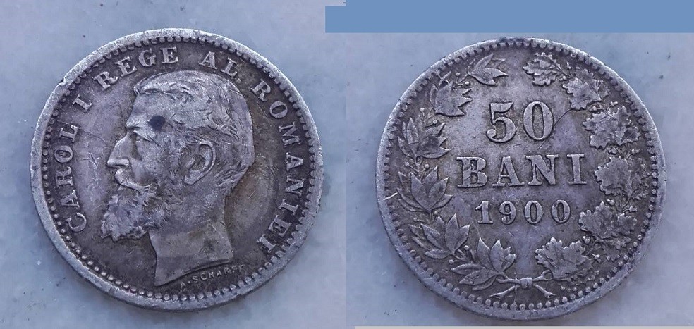 50 bani 1900 moneda argint Romania monede monezi numismatica bani vechi ...