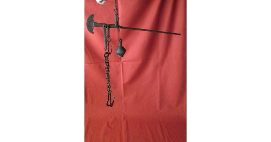 Balanta veche de macelar sec XIX, balanta veche din fier cu carlige ...