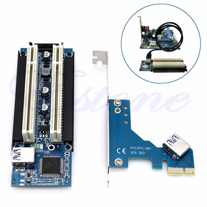 PCI Riser Extender 1x la 2 sloturi PCI 16x | Okazii.ro