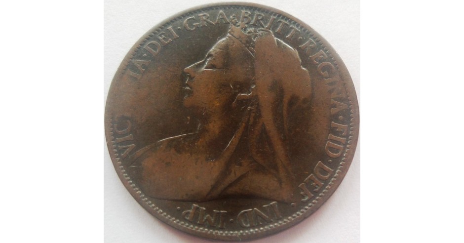 Moneda istorica 1 (One) Penny - ANGLIA, anul 1900 *cod 4682 - Regina ...