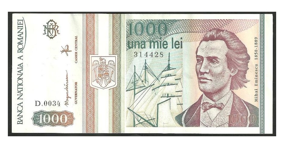 BANCNOTA 1000 LEI - MAI 1993 UNC (serie 314428) | arhiva Okazii.ro