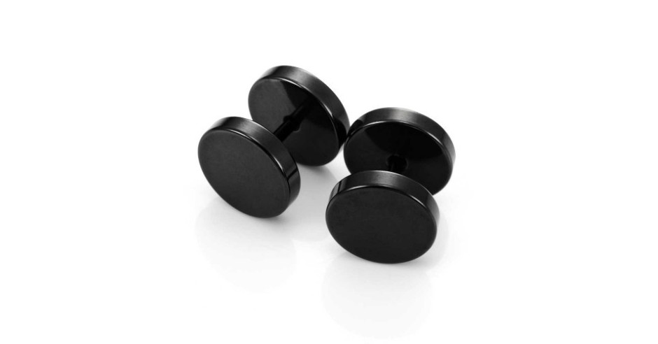 Cercei baieti barbati BARBELL - 8 mm METALIC NEGRU - pereche | arhiva ...