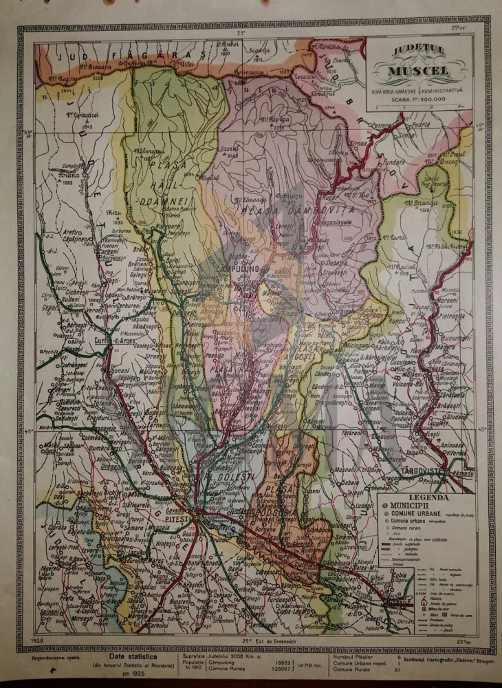 General C. Teodorescu - HARTA JUDETULUI MUSCEL ,Brasov 1928 | arhiva ...