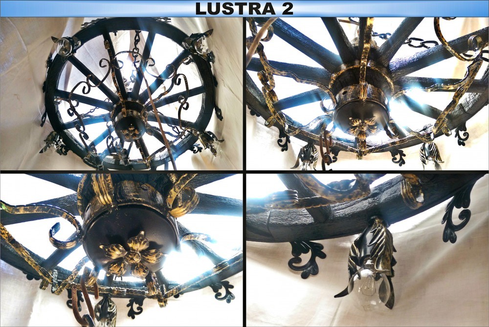 Candelabru / lustra rustica din roata veche de caruta - 8 modele ...