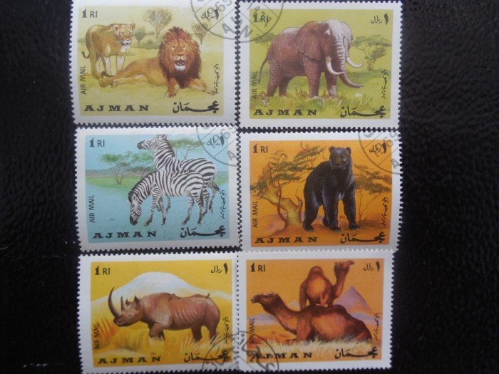 Serie timbre fauna animale stampilate Ajman timbre filatelice postale ...