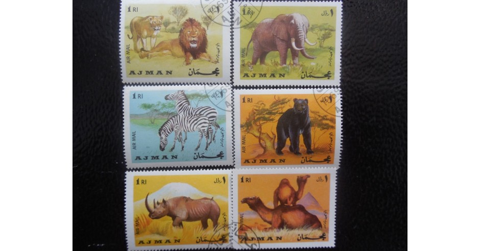 Serie timbre fauna animale stampilate Ajman timbre filatelice postale ...