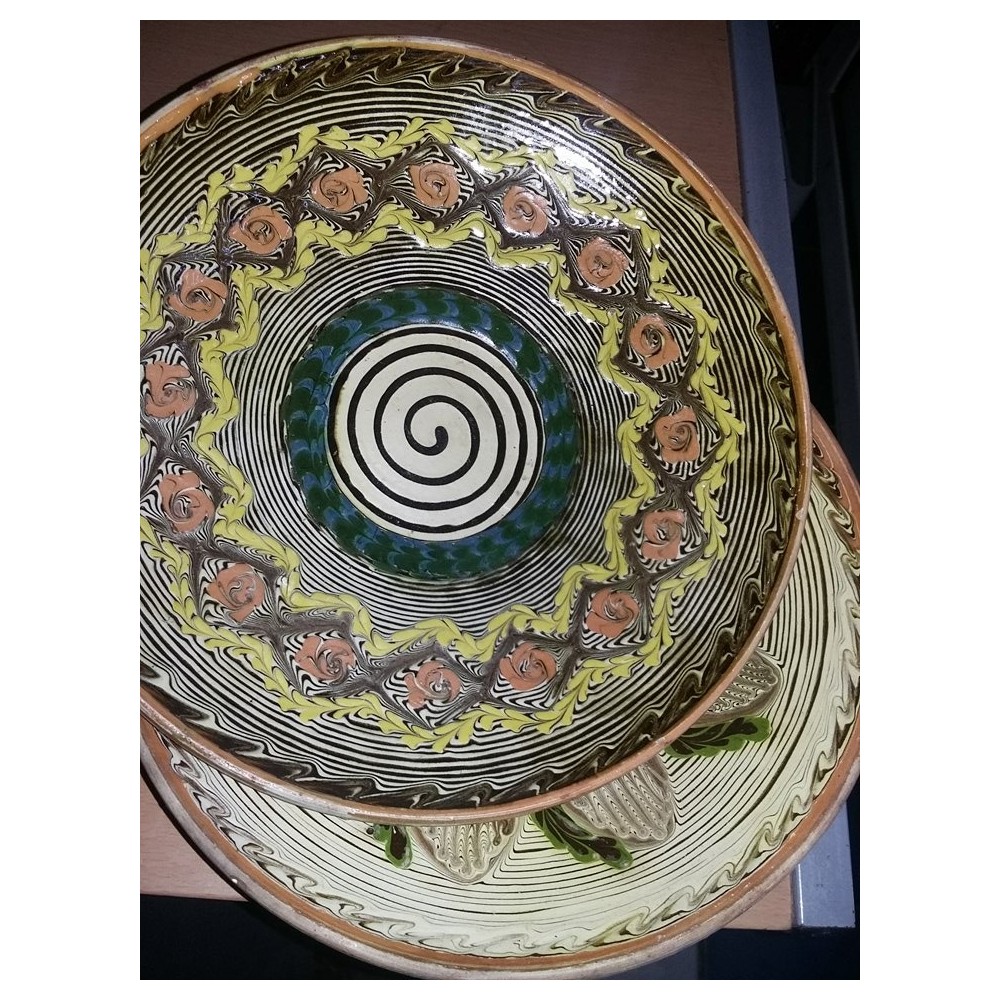 Farfurii lut decorative de perete,farfurie pictata vintage,transport ...