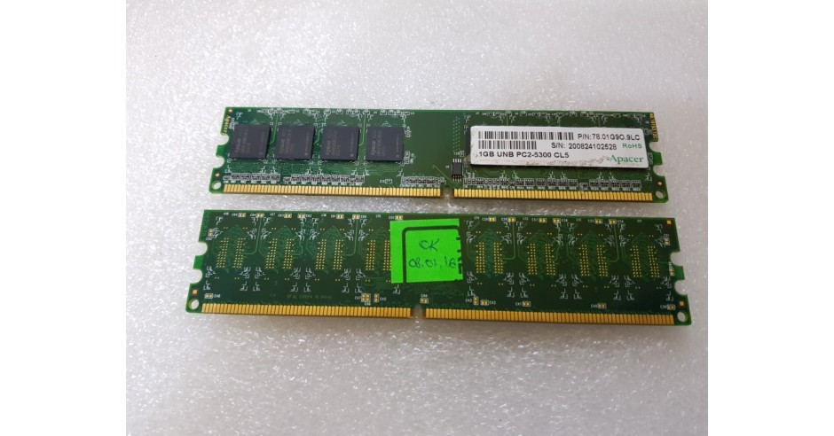 Memorie RAM desktop Apacer 1GB UNB PC2-5300 CL5 DDR 2, 667Mhz - poza ...