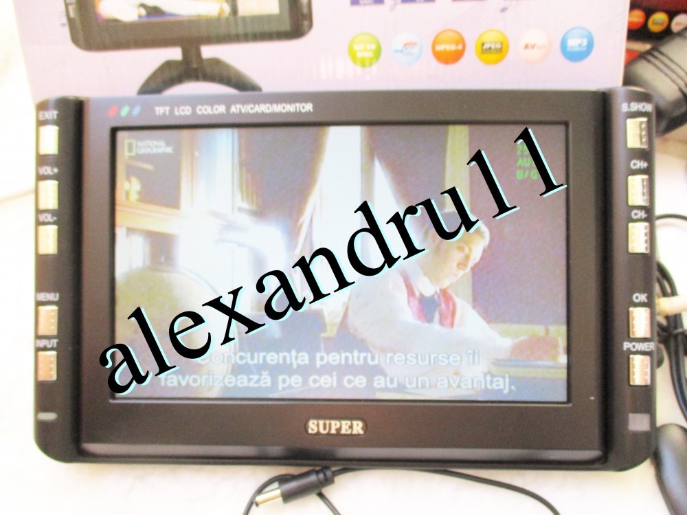 Televizor auto 12V 9 inch 23 cm USB slot card Telecomanda, antena ...