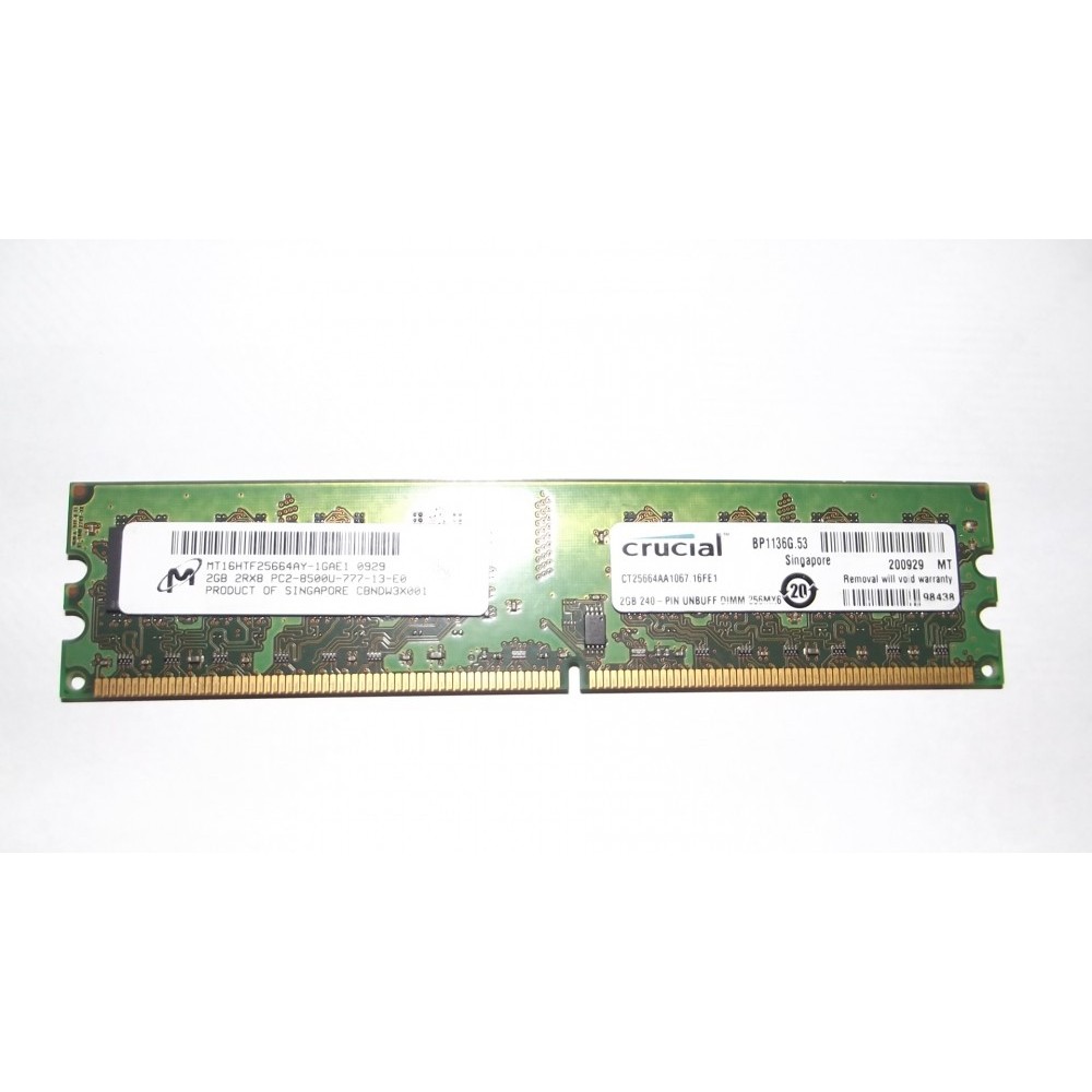 Memorie Ram 2 Gb DDR2 / 1066 Mhz Crucial / PC2-8500U / Testat (103G ...