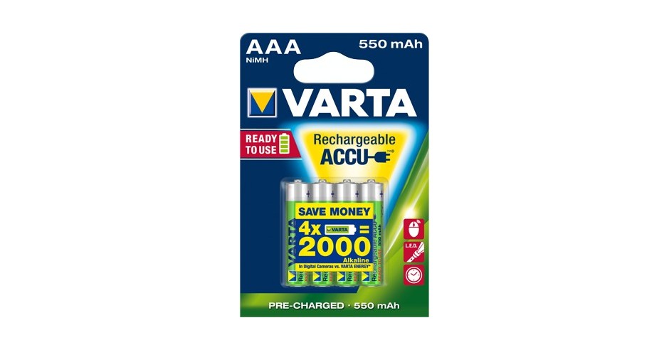 Varta - Set 4 Acumulatori , baterii reincarcabile AAA, HR3 , 550mah ...