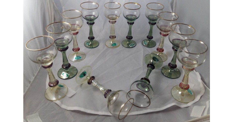 SET 12 PAHARE PICIOR STICLA CRISTAL PAHAR TARIE TUICA VODKA WHISKY ...