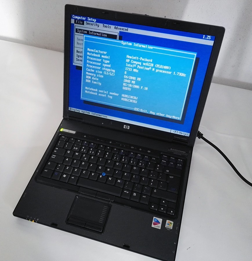 Laptop HP NC6220 Intel Pentium M 740 1.73 GHz Hdd 60GB 2GB DDR2 Dvd Rom ...