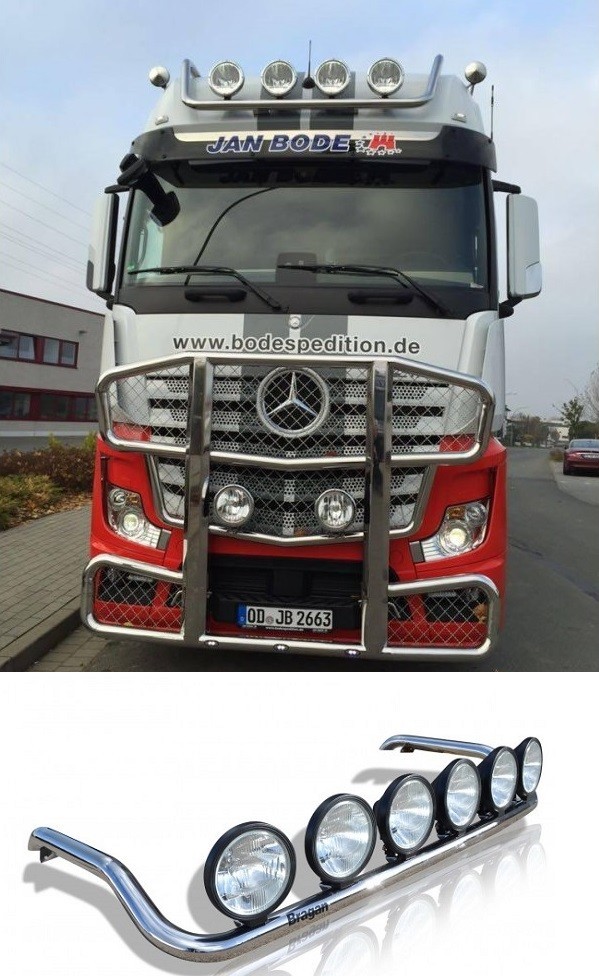 Bullbar/Bara Proiectoare Inox Cabina partea superioara Mercedes Actros ...
