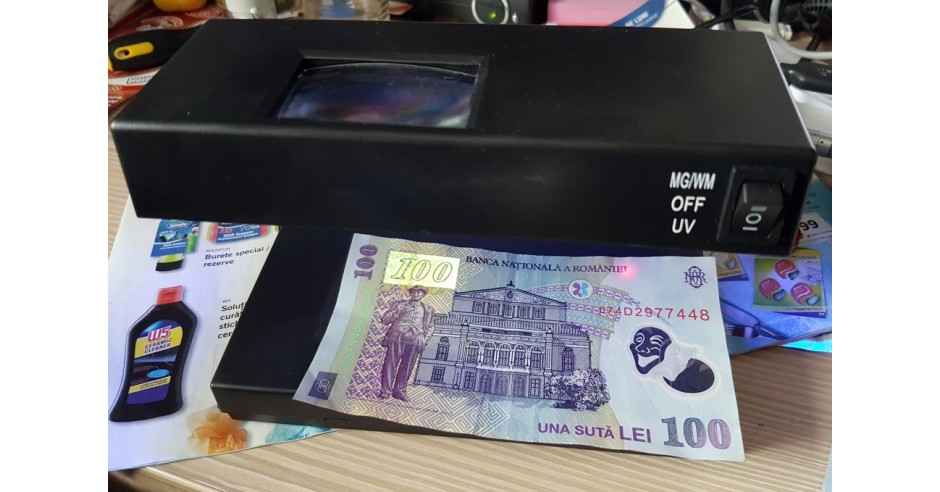 DETECTOR BANI FALSI euro valuta lei Falsa Bancnote cu UV ultraviolet ...