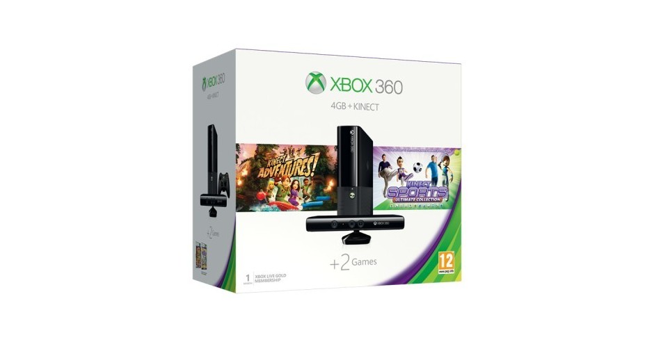 Consola Xbox 360 4GB + Kinect Sensor + 2 jocuri ( Kinect Adventures ...