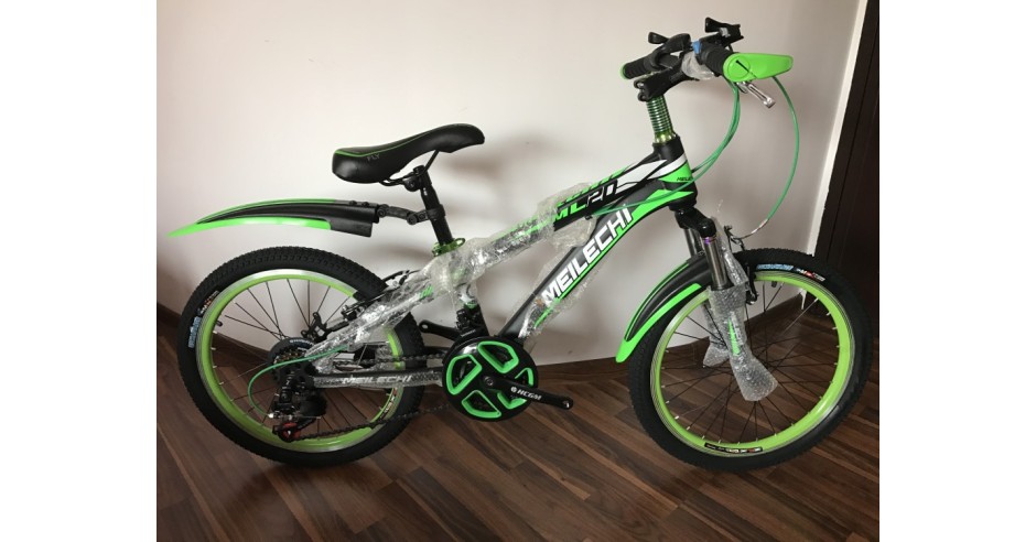 Bicicleta 20 inch copii 5-10 ani 18 viteze NEGRU cu VERDE | arhiva ...