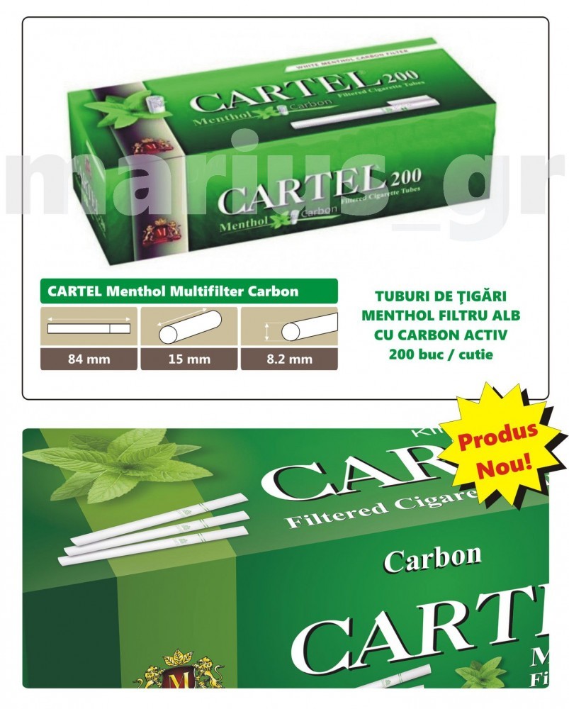 1000 tuburi tigari CARTEL Menthol Carbon Multifilter - mentolate pentru ...