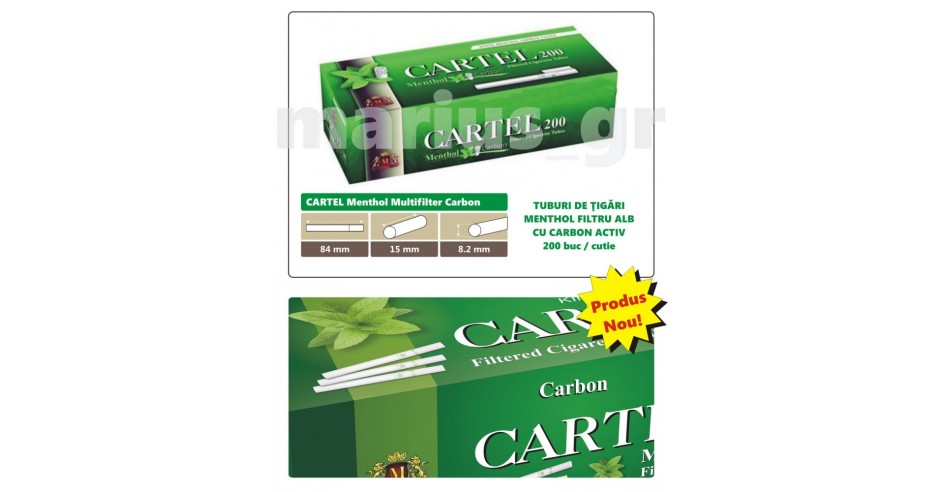 1000 tuburi tigari CARTEL Menthol Carbon Multifilter - mentolate pentru ...