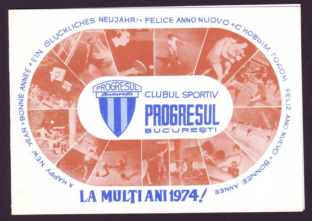 1974 Felicitare La Multi Ani, Clubul Sportiv PROGRESUL Bucuresti ...