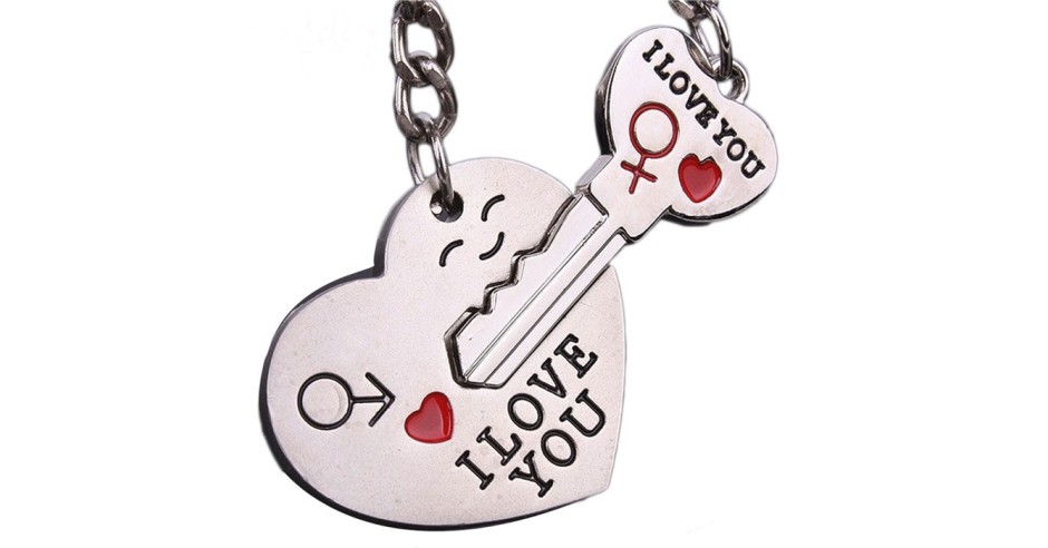 Breloc Cuplu Indragostiti "I Love You" Inima cu Cheie, Lacat BFF ...