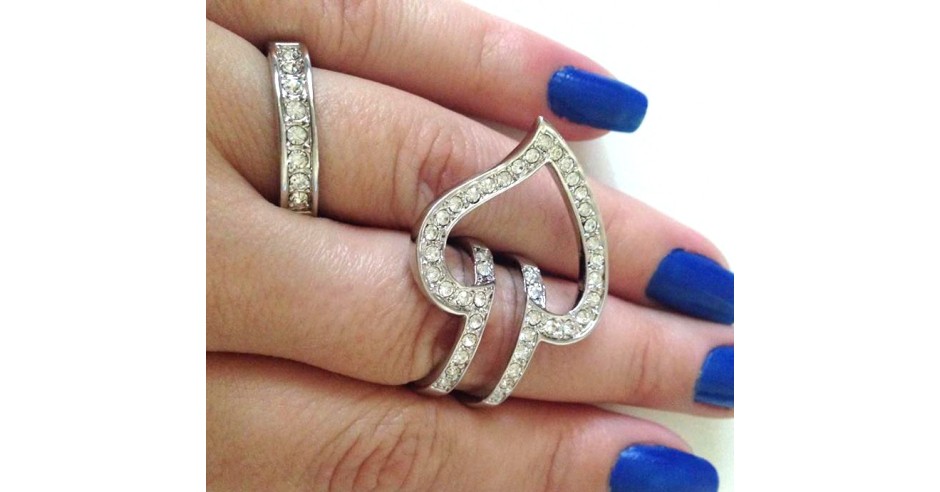 SET 2 INELE dama- Inel INIMA inox placat cu aur 18k- marimea 8, 18mm ...