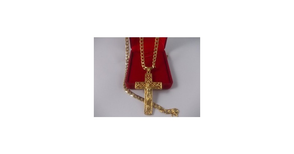 Lant Barbati pandant cruce inox placat aur 18k Cod produs: LT 2 ...