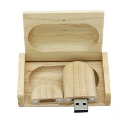 USB Stick memorie lemn + cutie 64 GB Memory marturie nunta botez +CADOU ...