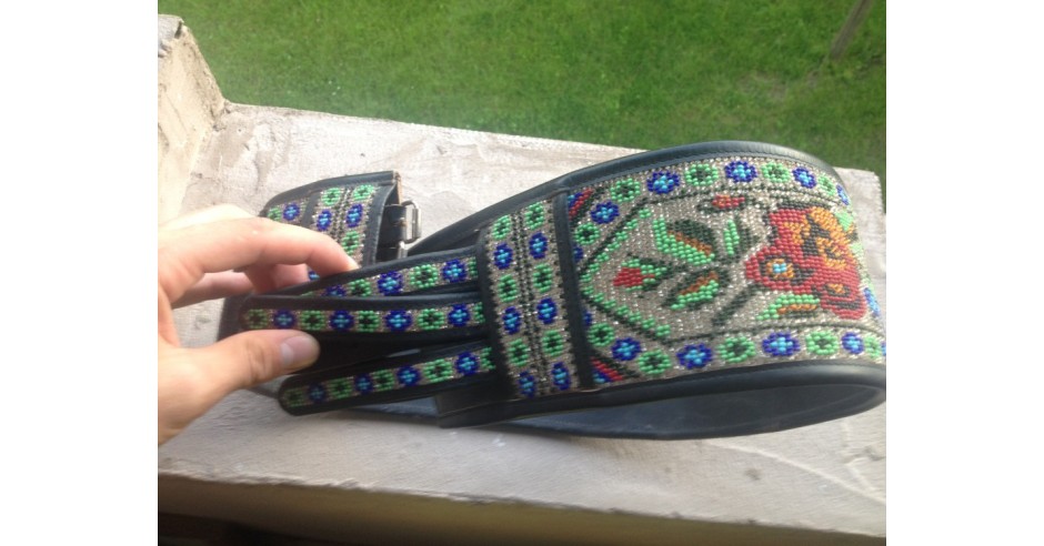 Brau national handmade cu margele si interior din piele | arhiva Okazii.ro