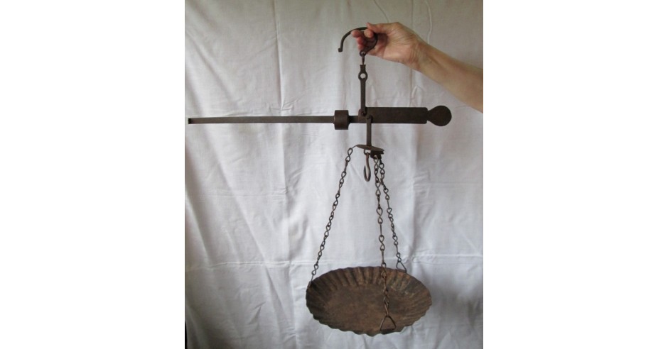 Balanta veche cu un taler si carlig, cantar vechi cu tija, model ...
