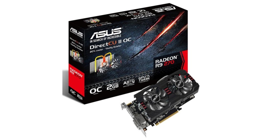 Placa video ASUS AMD R9270-DC2OC-2GD5, R9 270, PCI-E, 2048MB GDDR5, 256 ...