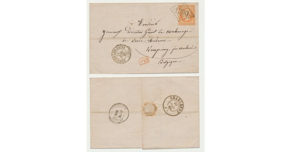 FRANTA 1865 plic clasic cu timbru Napoleon 40 Cts Enghien-Les-Bains ...