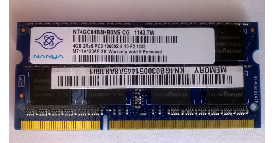 Ram laptop NANYA 4GB PC3-10600 DDR3 1333 NT4GC64B8HB0NS-CG Sodimm 4GB 1.5V | arhiva Okazii.ro