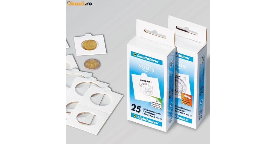 CUTIE (25 buc) cartonase rame plicuri autoadezive ptr monede Leuchtturn ...