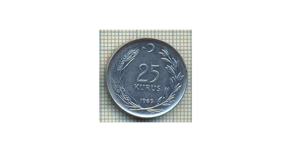 10237 MONEDA - TURCIA - 25 KURUS -anul 1969 -starea care se vede ...