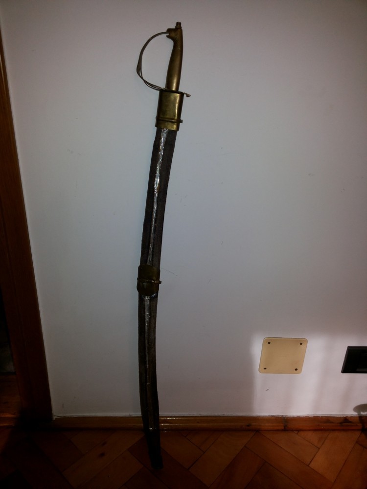 Sabie veche,franceza,pentru panoplie cu teaca, garda si maner din bronz ...