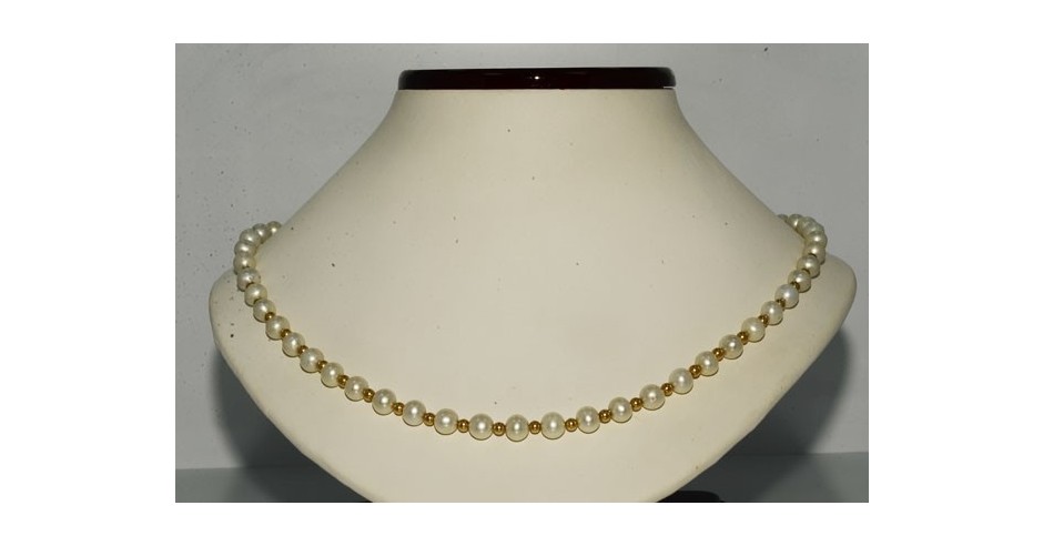 OFERTA !!! VAND COLIER DIN AUR SOLID 14K,MARCAT SI PERLE NATURALE DE ...